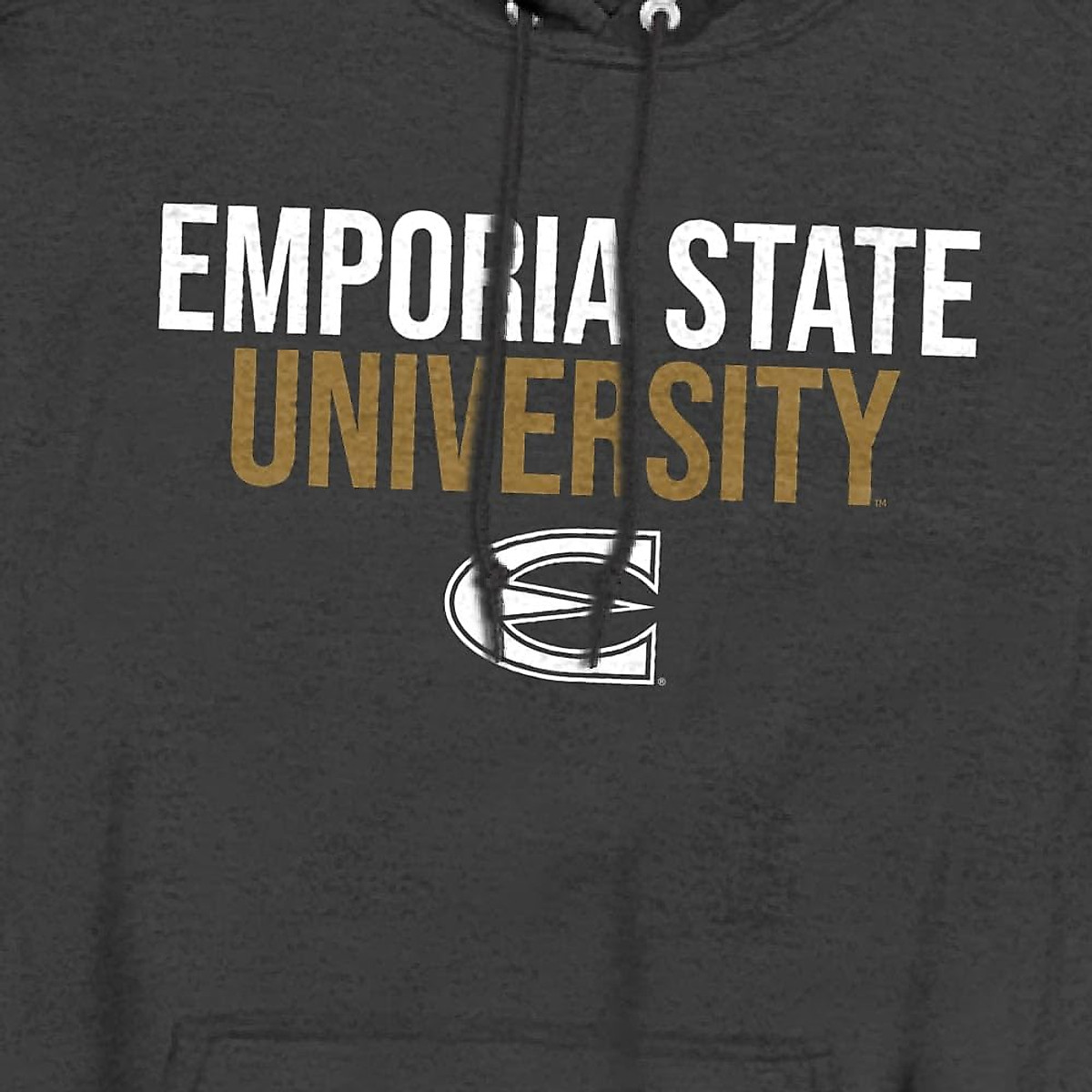 LOGOVISION Emporia State University Official Stacked Unisex Adult Pull-Over Heather Hoodie,Black Heather, X-Large