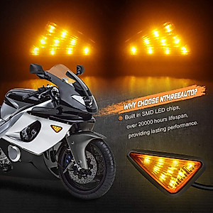NTHREEAUTO Flush Mount Smoked LED Turn Signal Light, 12V Motorcycle Amber Indicators Compatible with Honda CBR, Yamaha YZF, Kawasaki, Suzuki GSXR