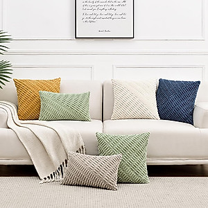 Fancy Homi 2 Packs Gray Decorative Throw Pillow Covers 18x18 Inch for Living Room Couch Bed Sofa, Rustic Farmhouse Boho Home Decor, Soft Corss Corduroy Twill Textured Square Grey Cushion Case 45x45 cm