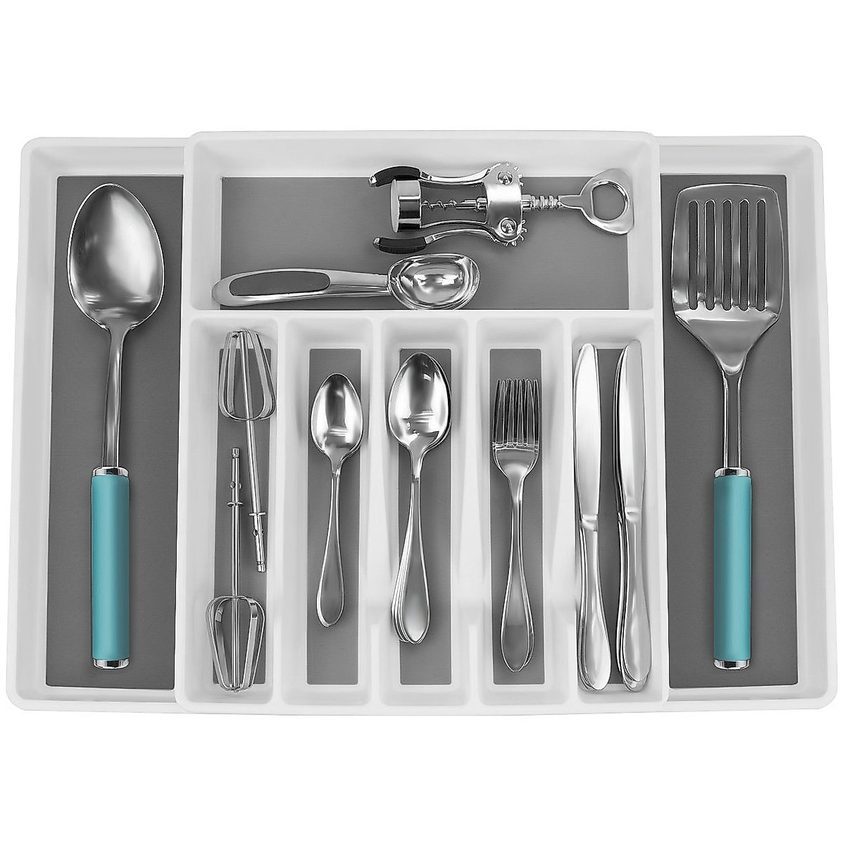 Sorbus Flatware Drawer Organizer, Expandable Cutlery Drawer Trays for Silverware, Serving Utensils, Multi-Purpose Storage for Kitchen, Office, Bathroom Supplies (Cutlery Drawer Organizer - White)