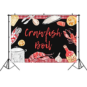 Lofaris Crawfish Boil Backdrop Sign Large Block Party Birthday Banner Decoration Crawfish Boil Party Supplies Photograph Background Indoor Outdoor Banner Decorations Cake Table Studio Props 7x5ft