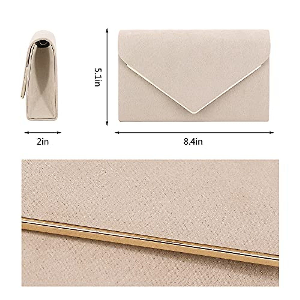 Naimo Suede Evening Bag Clutch Handbag Velvet Flap Envelope Clutches Wedding Party Prom Bridal Purse