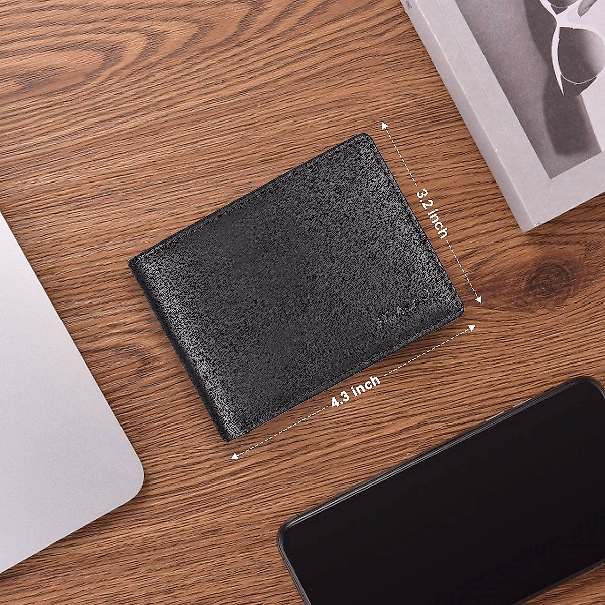 Fadiant I Slim Wallet for Men -Thin Bifold Genuine Leather RFID Blocking Minimalist Stylish Front Pocket Mens Wallets (A. Charcoal black-ID)