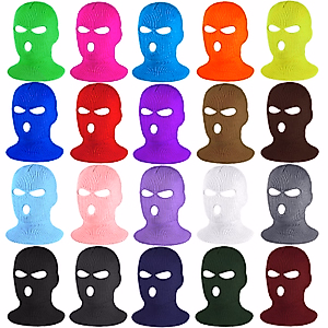 20 Pieces 3 Hole Ski Masks Balaclava 3 Hole Full Face Mask Cover Winter Outdoor Sport Colorful Ski Knitted Face Cover for Men Women Outdoor Sports
