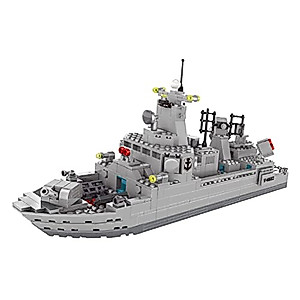 Apostrophe Games Navy Destroyer Building Block Set - 528 Pieces - Building Block Set for Kids and Adults - Compatible with All Building Bricks