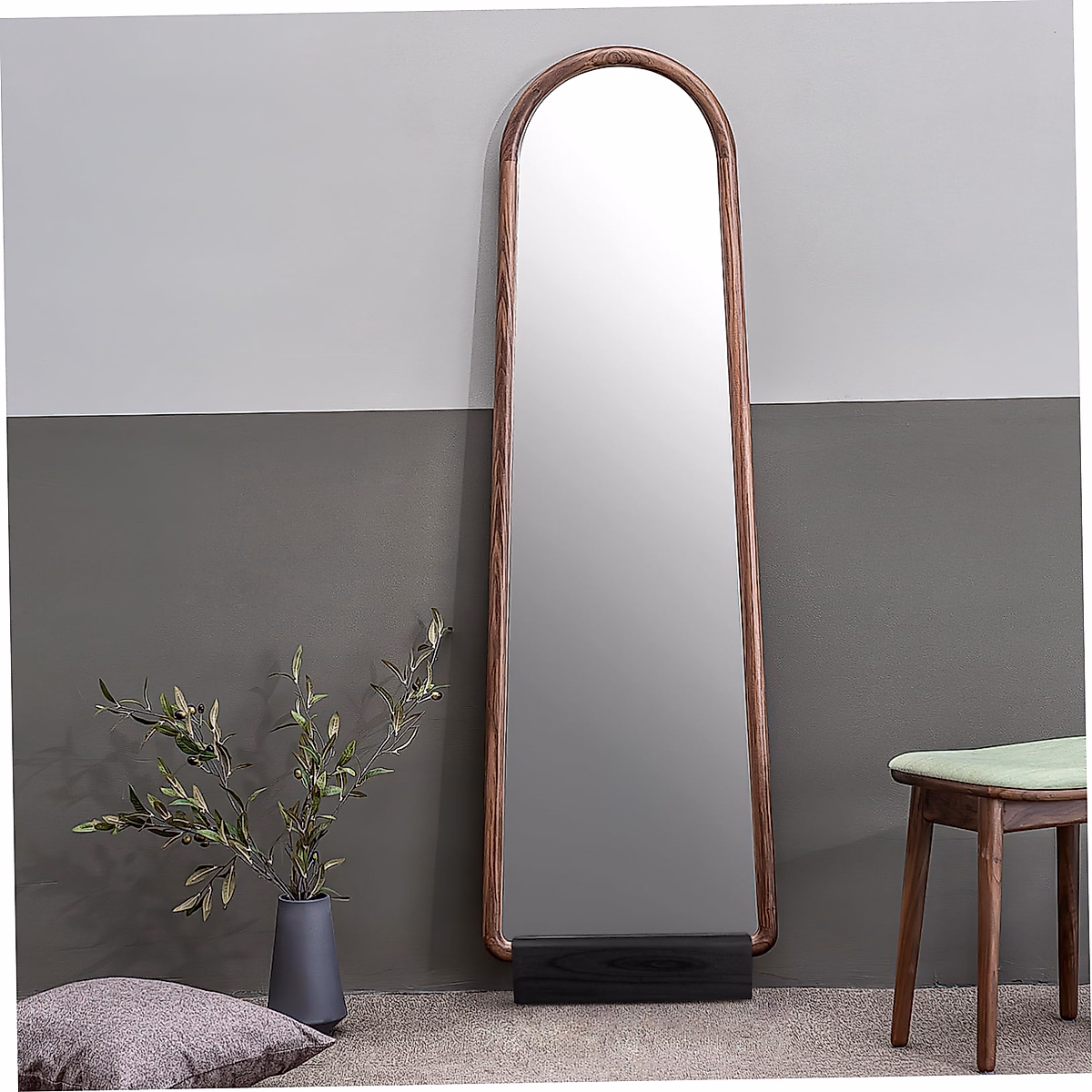 IMIKEYA Full Length Mirror Stand, Wooden Floor Mirror Base Dressing Mirror Holder Support Picture Frame Rack Wood Artwork Display Bracket for Bedroom Living Room Black