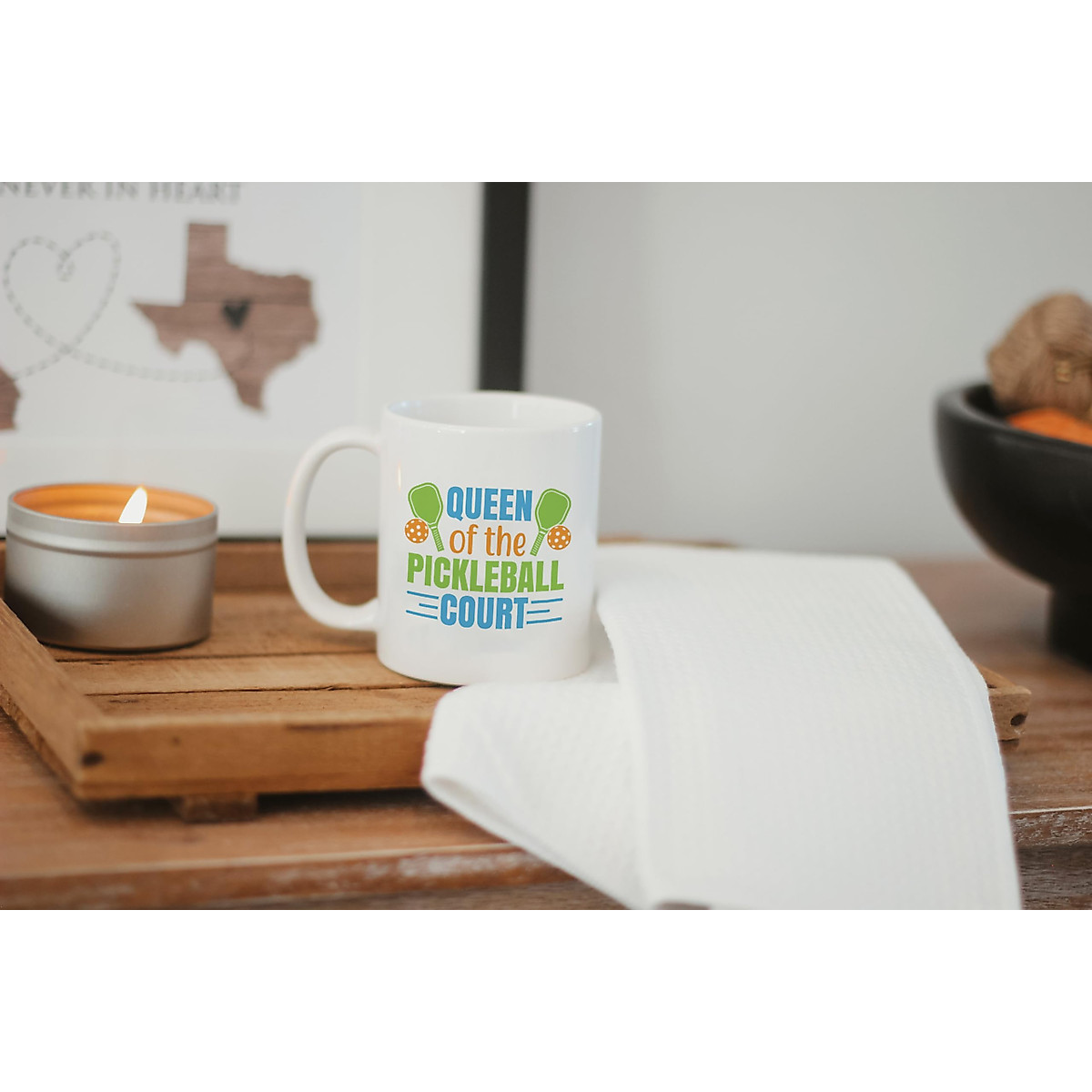 CANARY ROAD Queen of the Pickleball Court Mug | Pickleball Accessories | Gift For Grandma | Gifts For Her | Mothers Day Gift | Unique Mom Gift | Gift for Pickleball Player | Pickleball Player Mug