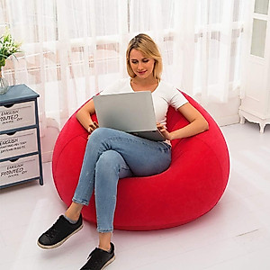 YtotY Beanless Bag Inflatable Chair, Air Sofa Outdoor Inflatable Lazy Sofa Chair No Filler,Washable Couch Bean Bag Chair Folding,for Organizing Plush Toys Or Memory Foam (Red)