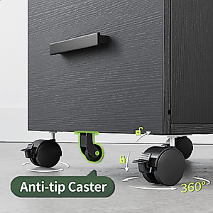 FEZIBO 2-Drawer Mobile File Cabinet, Wood Rolling Filing Cabinet for A4/Letter Size, Printer Stand, Storage Cabinet for Home Office, Rustic Brown