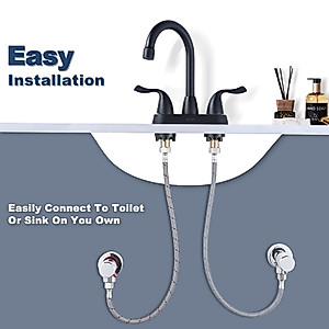 ARCORA Faucet Supply Lines, 24" Length Bathroom Kitchen Faucet Connector Braided Nylon Water Supply Line 3/8" Comp x 1/2" FIP 2Pcs (1 Pair)