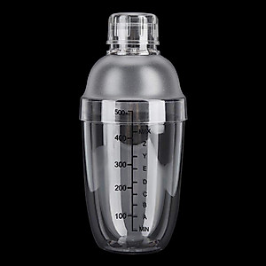 Plastic Cocktail Shaker, Drink Mixer Hand Shaker Cup with Scales, Anti-leaka Transparent PC Milk Tea Cocktail Drink Shaker Bar Tool (500ML)