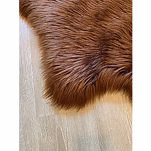 LAMBZY Faux Sheepskin Super Soft Hypoallergenic Silky Shag Bear Rug for Living Room, Kids Room, Sofa (2'x3', Brown)