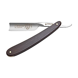 DOVO Barbarossa Moustache 46581 German Straight Razor | Carbon Steel | 5/8 Size | Full Hollow Ground | Round Point | Shortened Cutting Length | Ebony Wood Handle |, 1 ct.
