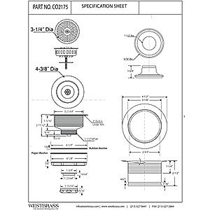 Westbrass CO2175-01 Combo Pack 3-1/2" Wing Nut Twist Style Large Kitchen Sink Basket Strainer and Waste Disposal Drain Flange with Stopper, Polished Brass