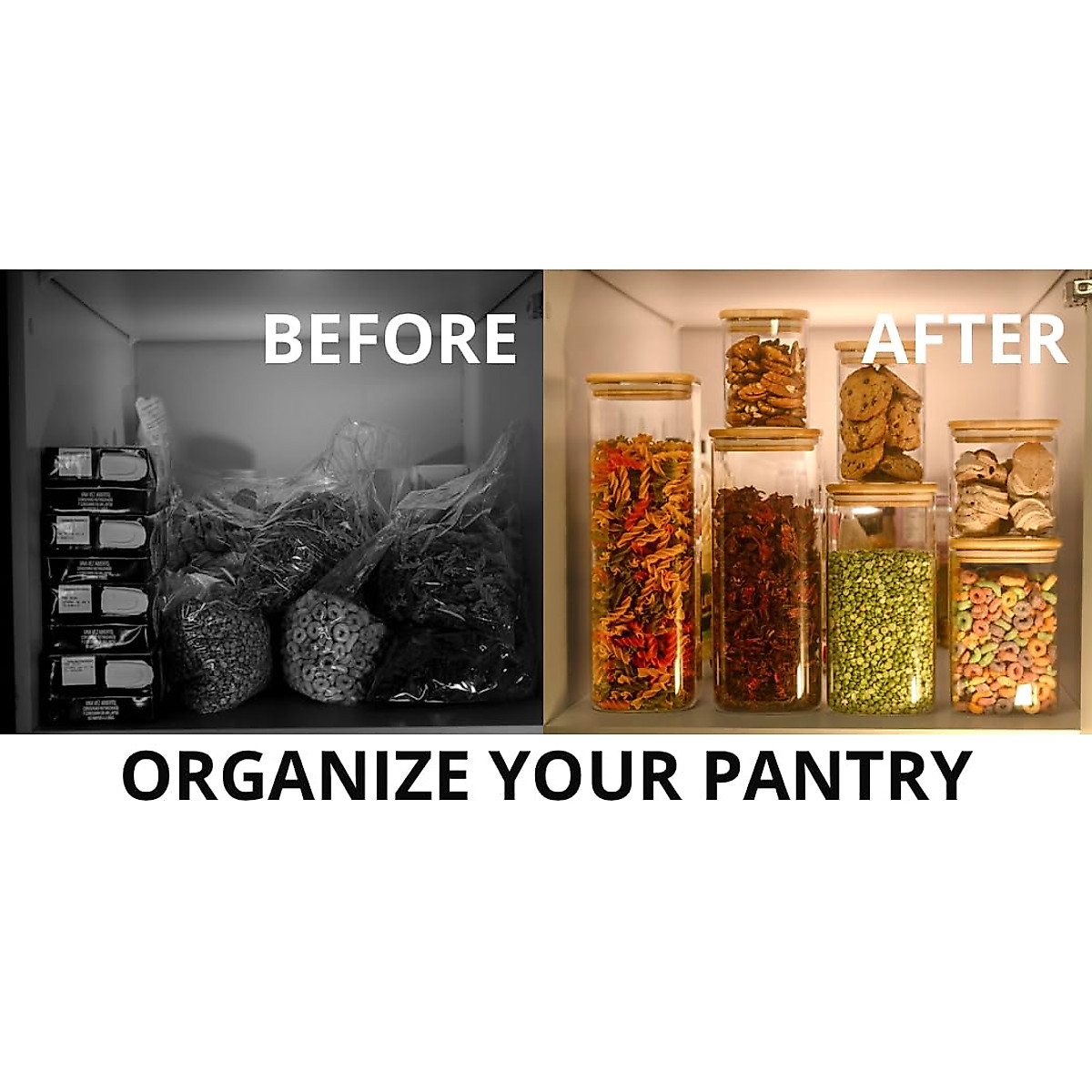 LUNI SALES - Glass Jar with Lid - Airtight Food Storage Containers - Glass Canisters - Kitchen Storage Containers - Glass Food Storage Containers with Lids - Food Storage Jars - Set of 4