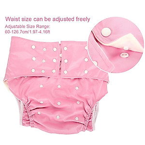 Washable Reusable Adult Diapers, Adult Enuresis Diapers Dual Opening Incontinence Care Pocket, Home Adjustable and Waterproof Bath Diapers(#3)