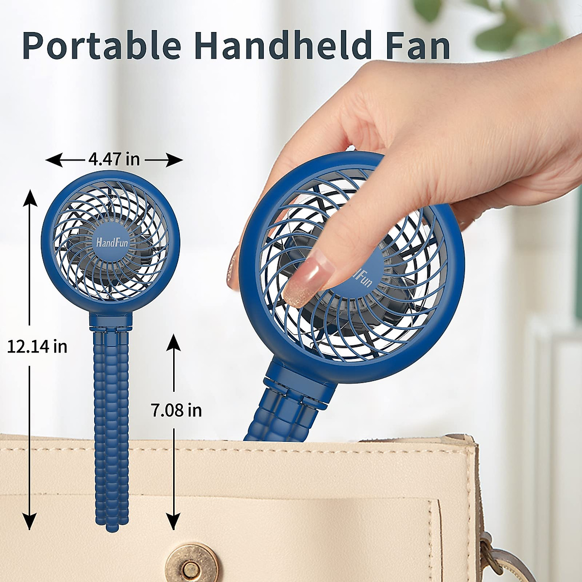 HandFun [2023 Upgraded] Stroller Fan, 5-26 Hours Long Last Stroller Fan Flexible Tripod Clip on for Baby, 360°Rotation Portable Rechargeable Fan for Car Seat Crib Bike Treadmill Peloton (Blue)