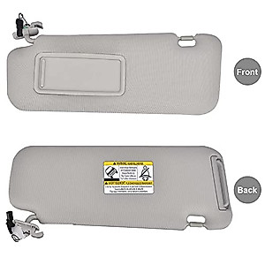 Nakuuly Left Driver Side Sun Visor with Mirror Light Compatible with Mazda CX-9 2010-2015 Replaces TDY1-69-320, TD11-69-320C-75, TD11-69-320D-75 Gray