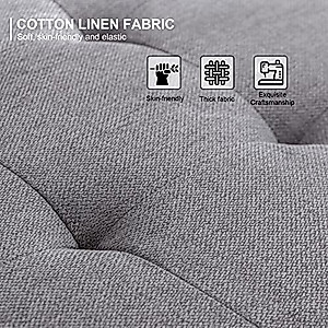 TTGIEET Ottoman, Wide Square Storage Coffee Table Upholstered Tufted Linen Fabric Bench with Large Oversized Foot Rest for Living Room Bedroom (Grey)