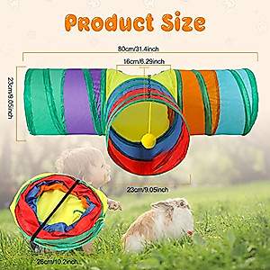 BWOGUE Bunny Tunnels & Tubes Collapsible 3 Way Bunny Hideout Small Animal Activity Tunnel Toys for Dwarf Rabbits Bunny Guinea Pigs Kitty