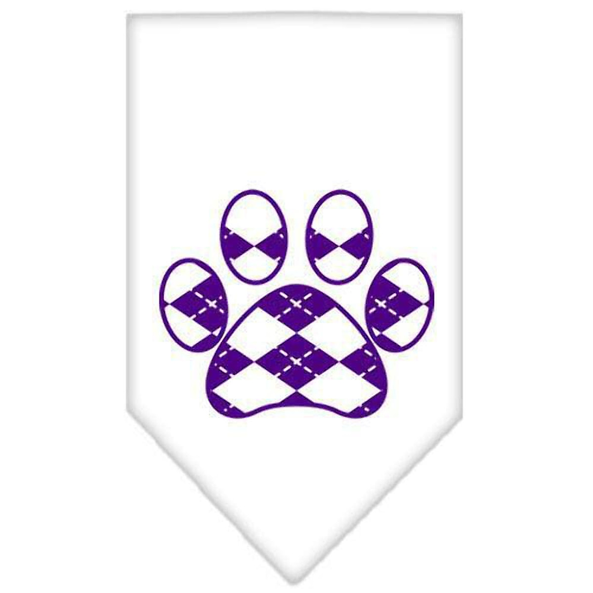 Mirage Pet Products Argyle Paw Purple Screen Print Bandana for Pets, Large, White