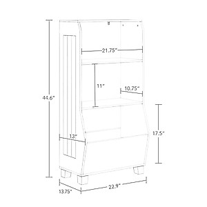 RiverRidge Kids Bookshelf with Veggie Storage Bin and 2 Open Shelves - Kids Storage Organizer, Toy Shelf & Kids Book Shelf with Deep Veggie Bin and Top Toy Display Area