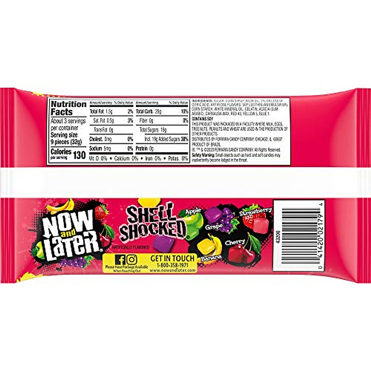 Now & later Shell Shocked Mixed Fruit Candy, 3.5 Ounce, Pack of 18