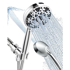 BOWGER Shower Head with Handheld High Pressure Multi-Function 7 modes, Built-in Power Wash to Clear Tub, Tile & Pets, 5” High Flow Hand Held Rain Showerhead with Extra Long Hose and Adjustable Bracket