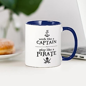 CafePress Work Like A Captain, Play Like A Pirate Mugs Ceramic Coffee Mug, Tea Cup 11 oz