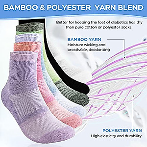 Bulinlulu Diabetic Socks Women&Men-6 Pairs Bamboo Non Binding Diabetic Ankle Socks,Extra Wide Socks Stretchy Loose Top Socks with Seamless Toe (Medium,Bright Clashing Colours)