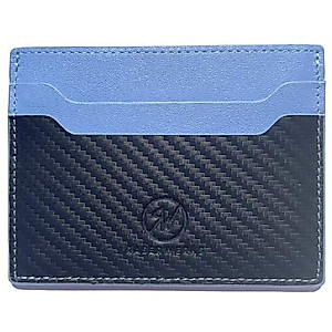 Motorsport Wallet - slim carbon fiber leather with RFID protection card case (Powder Blue)