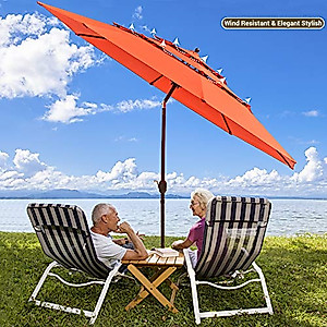 Yescom 11ft 3 Tier UV70+ Push Tilt Patio Umbrella Crank Handle Outdoor Yard House Pool Garden Deck Table Orange