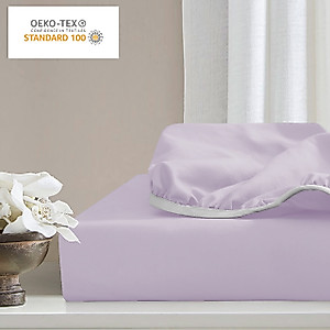 Cathay Home Luxury Wrinkle and Fade Resistant Double Brushed Ultra Soft Microfiber 14-Inch Standard Pocket Single Fitted Sheet, Lavender, Full