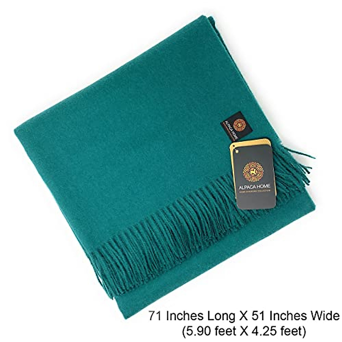 Alpaca Home | Solid Throw Blanket 100% Baby Alpaca Wool (Timeless Teal)