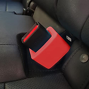 Leismy 2-Pack Car Seat Belt Buckle Holder, Car Seatbelt Buckle Guard (BPA Free), Durable Silicone Material, Seat Belt Holder Upright Your Seat Belt Receiver for Easy Access (Red)