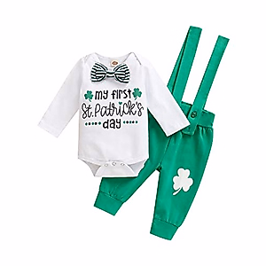 oklady My First St Patricks Day Baby Boy Outfit Gentleman Romper with Suspender Pants 1st st Patricks Outfits Sets