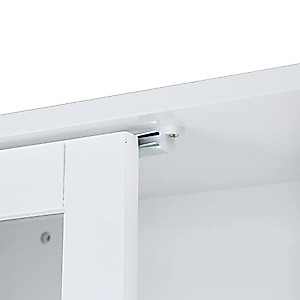 HOME BI Over The Toilet Storage Cabinet, Free Standing Toilet Rack with Drawer and Acrylique Doors for Toilet Shelf (White)