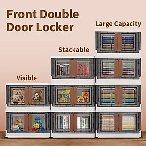 Storage Bins with Lids, Collapsible Plastic Storage Containers for Closet Organizers and Storage, Stackable Storage Bins with Wheels, Folding Storage Boxes Set, Christmas Organization (8.4Gal-3Pack)