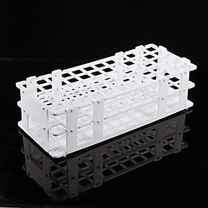 Eowpower 1 Piece Plastic Lab Tube Rack Storage Stand Holder Detachable for 16 mm Tubes, 60 Holes