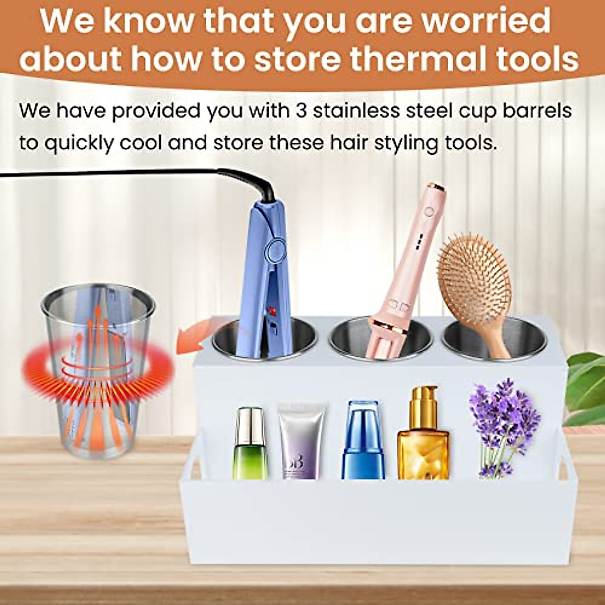 Sammery Hair Dryer Holder Countertop-Acrylic Hair Tool Organizer,Hair Styling Tools ang Accessories Organizer,Desktop Storage Box for Storing Hair Dryers, Curlers, Straighteners, Cosmetics