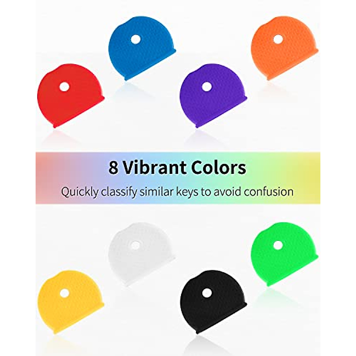 Uniclife 32 Pcs Key Cap Covers 1 Inch Key Head Protectors Soft Flexible Key Identifiers for Standard Regular Thin Flat House Keys (Not Suitable for Odd-Shaped Keys), 8 Colors