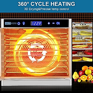 COMKERI 8 Trays Food Dehydrators for Food and Jerky(67 Recipes), Fruit, Veggies, Meat, Dog Treats, Herbs, Durable Food-grade Stainless Steel Dryer Machine with 24H Adjustable Digital Timer, 95ºF-167ºF Temp Control, 110V/700W, Safety Over Heat Protection