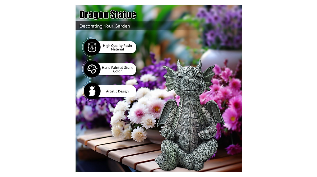 Garden Dragon Meditation Sculpture - Outdoor Zen Home Decor