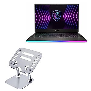 BoxWave Stand and Mount Compatible with MSI Raider GE77Hx (17.3 in) - Executive VersaView Laptop Stand, Ergonomic Adjustable Metallic Laptop Stand for MSI Raider GE77Hx (17.3 in) - Metallic Silver
