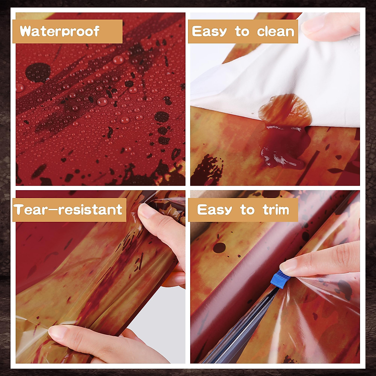 HOBBY HORSE 100 Ft x 54 Inch Creepy Carnival Tablecloth Roll with Cutter Box Terrible Halloween Bloody Circus Tent Backdrop Cut to Size Table Cover for Clown Room Wall Decorations for Halloween Circus