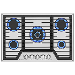 Empava 30 in. Built Cooktop in Stainless Steel with 5 Gas Stove Including A 18000 BTU Power Burner, 30IN, Silver