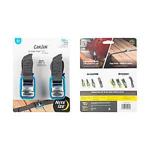 Nite Ize CamJam Tie Down Strap - Tie Down Ratchet Straps - Straps for Trucks & Cars - Tie Downs for Luggage & Gear - 6 ft Strap, Blue (Pack of 2)