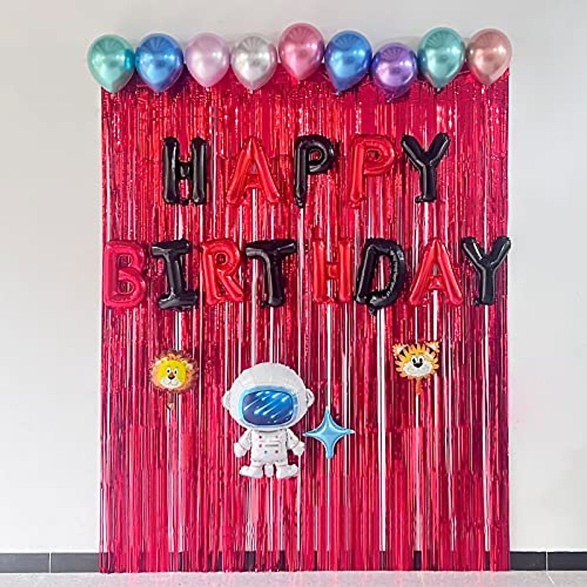 Red Foil Fringe Curtain Party Decorations, Melsan 3.2 x 8 ft Metallic Tinsel Curtains Streamer Backdrop for Christmas, Birthday, Anniversary, Valentine's Day Party Decorations, Pack of 2