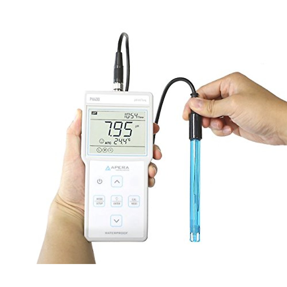 Apera Instruments PH400 Portable pH Meter Kit with Pre-mixed Buffers, 0.01 pH Accuracy, 0-14.00 pH Measuring Range, 3-Point Auto Calibration, 3' Probe