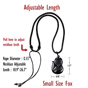 COMPONALL Fox Obsidian Necklace for Women, Fox Jewelry for Girls Gemstone Necklaces Pendant for Women Healing Crystal Necklace Protection Amulet Charm for Girls Mothers Day Jewelry Gift